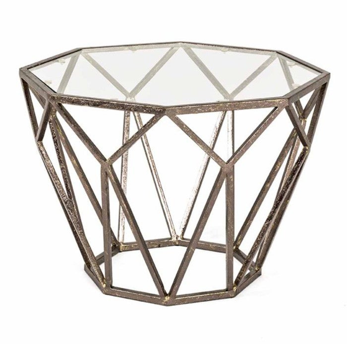 Table d'Appoint Design en Verre "Nila" 55cm Bronze | Leroy Merlin