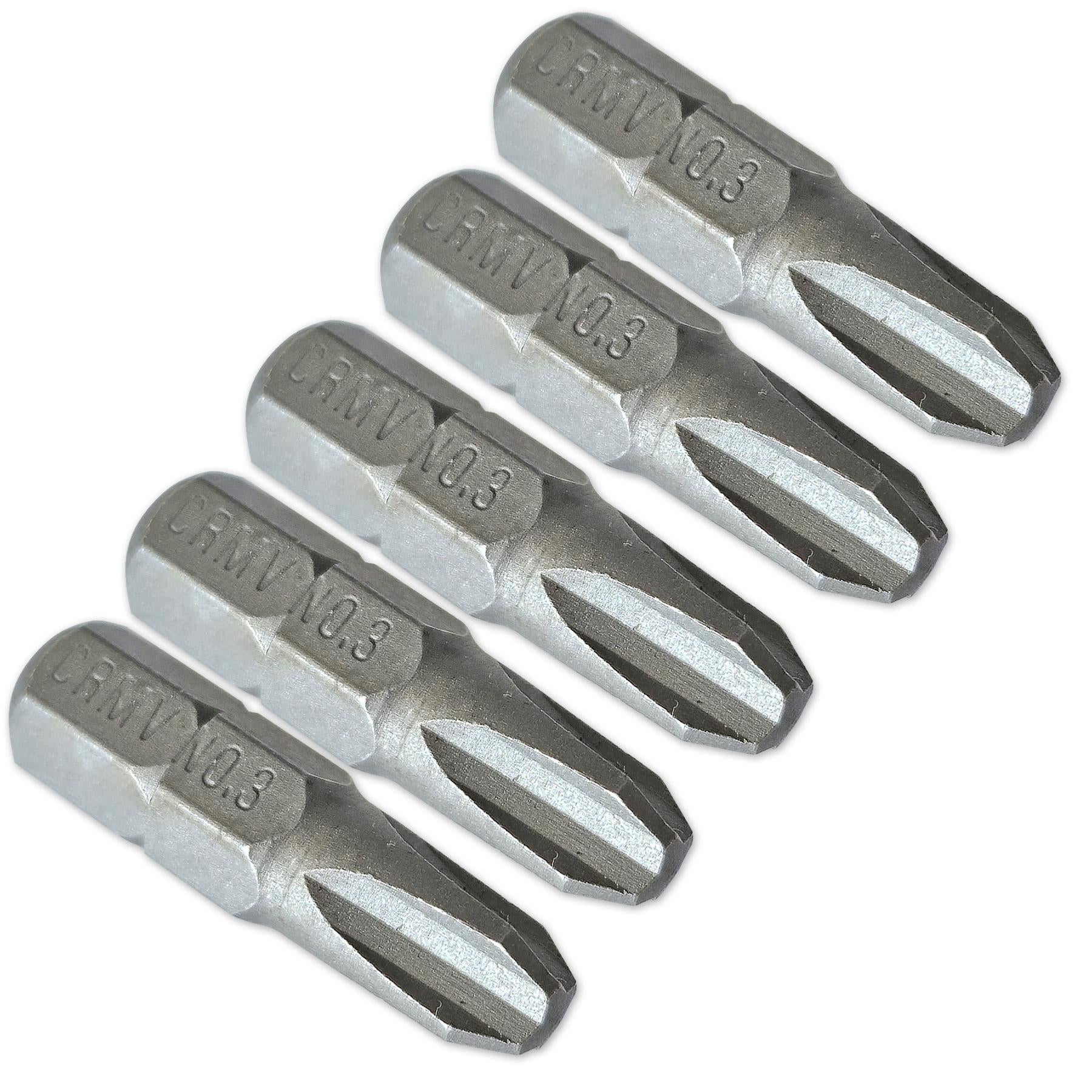 5 EMBOUTS DE VISSAGE Cruciforme PH3 COURT 25MM ENTRAINEMENT 6 PANS 1/4 POUR VISSEUSE | Leroy Merlin