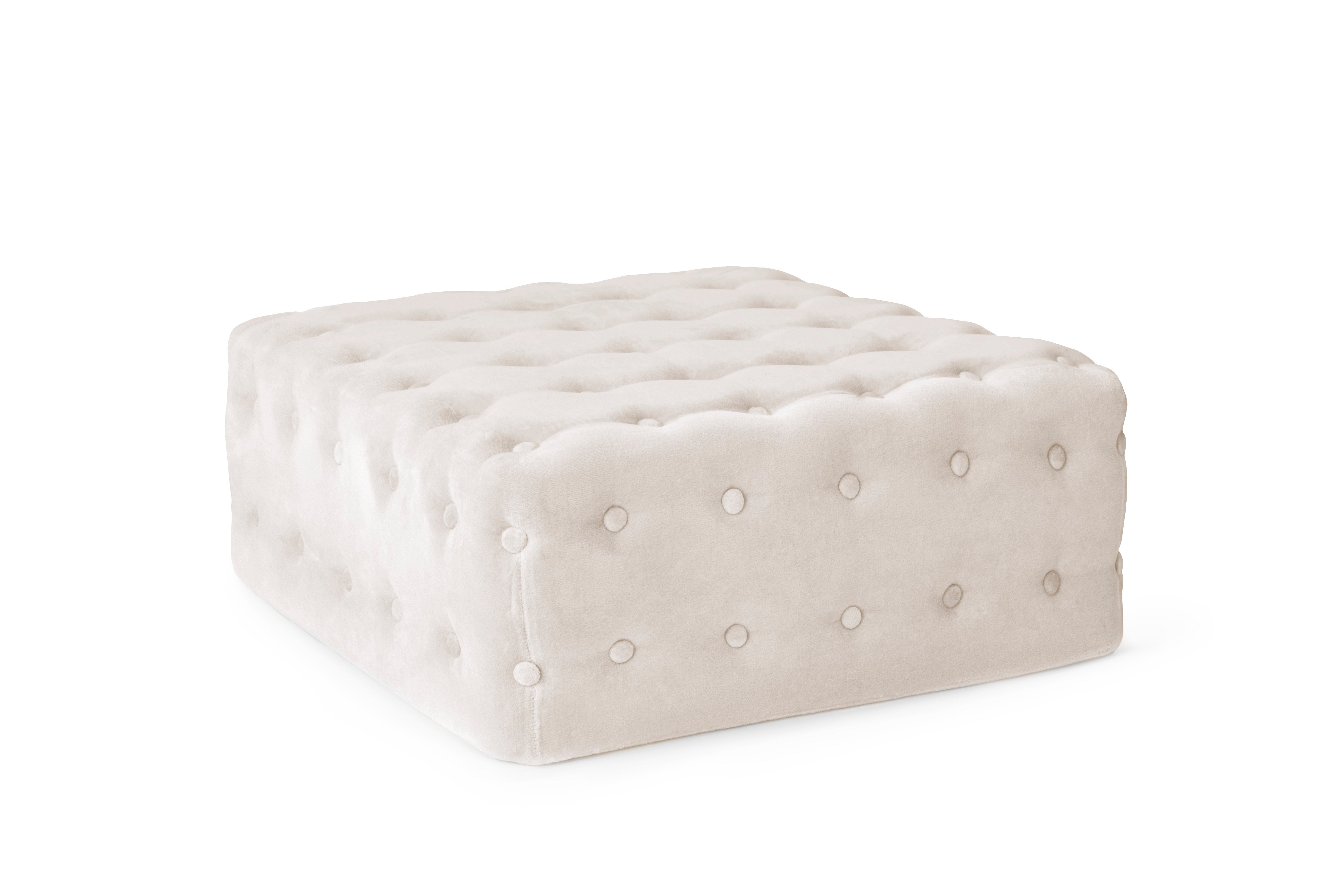 PUFF CAPITONE CUADRADO BEIGE 65X65X25CM | Leroy Merlin