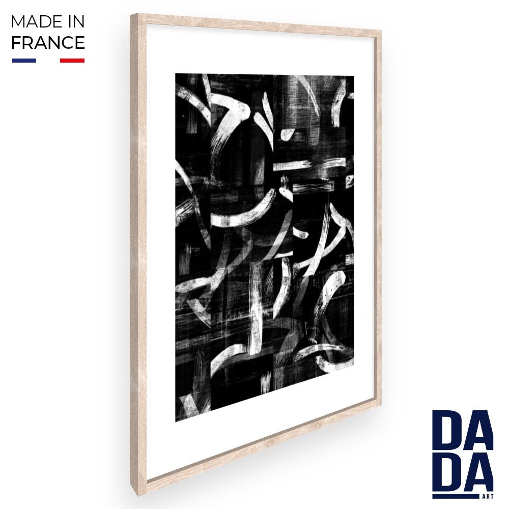 Image encadrée avec cadre CHÊNE / 30x40cm / Traits abstraits / Créé et ...