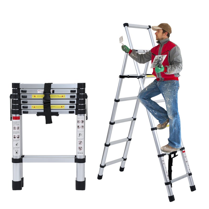 Escalera telescópica hasta 150 kg Escalera multiusos estable de ...