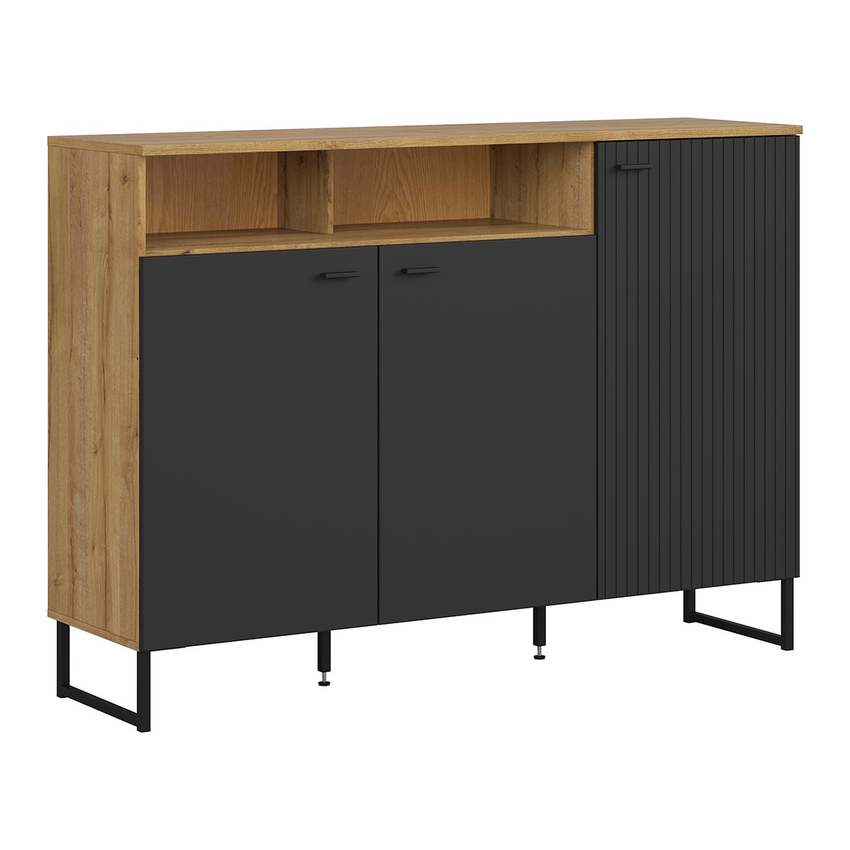 Buffet 3 portes Rio Noir et Bois | Leroy Merlin