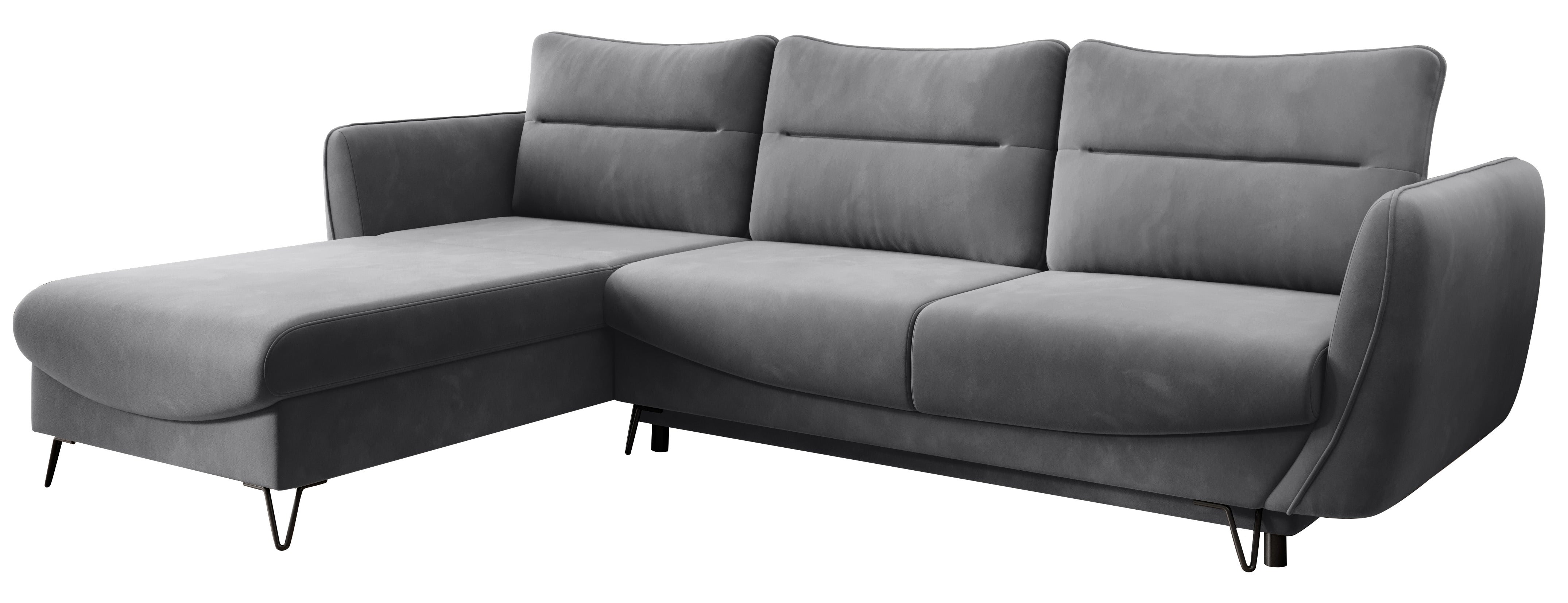 Canapé d'angle gauche convertible velours gris foncé Zurik 276cm ...