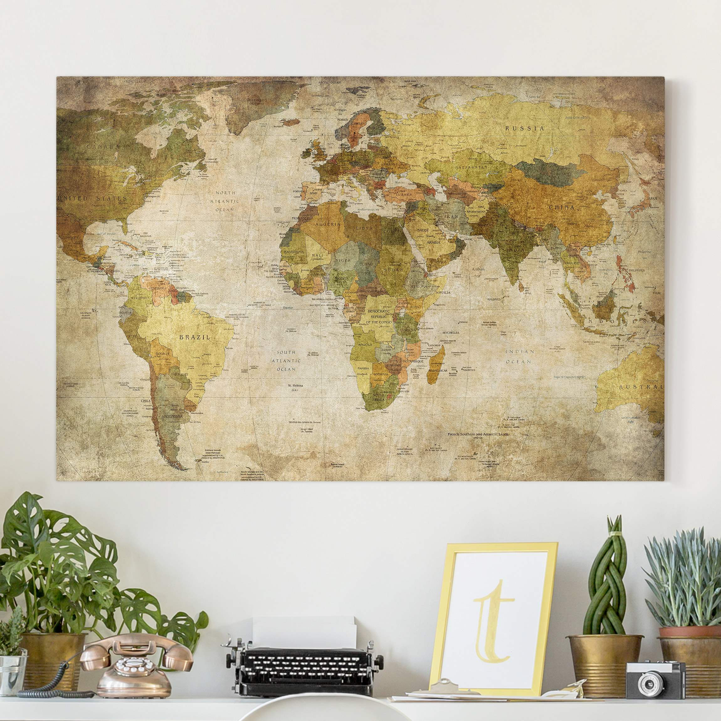 Impression sur toile tableau sur toile châssis vert cartes carte du ...