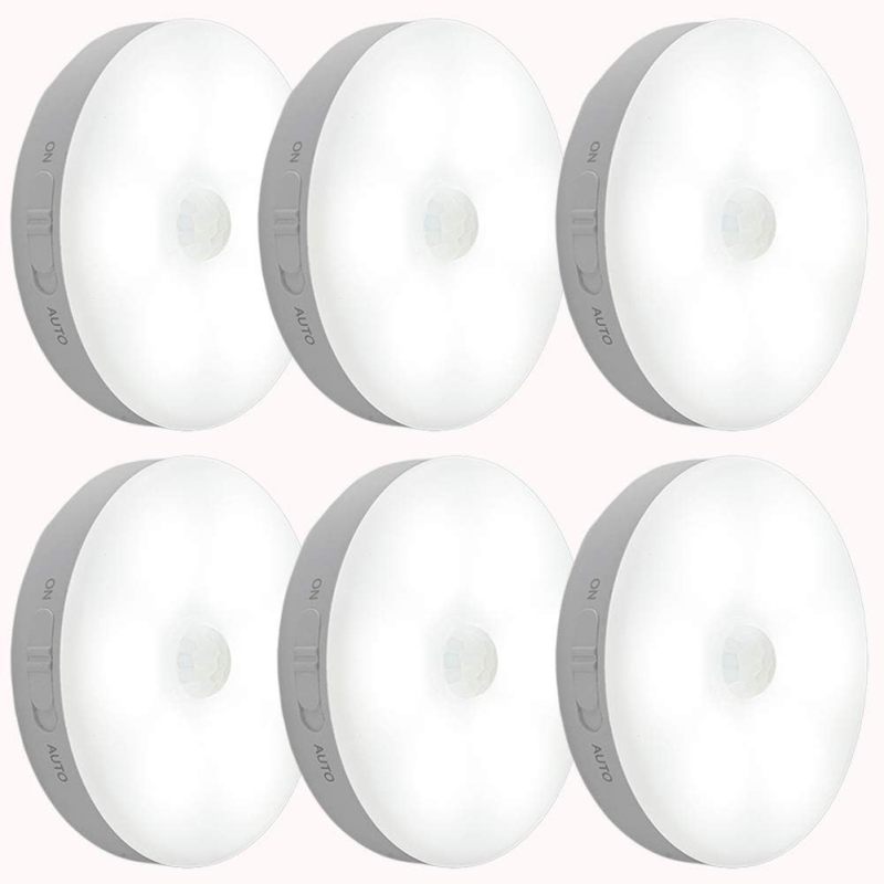 Luz nocturna con sensor de movimiento, aplique LED recargable por USB, juego de 6 piezas, luz ...