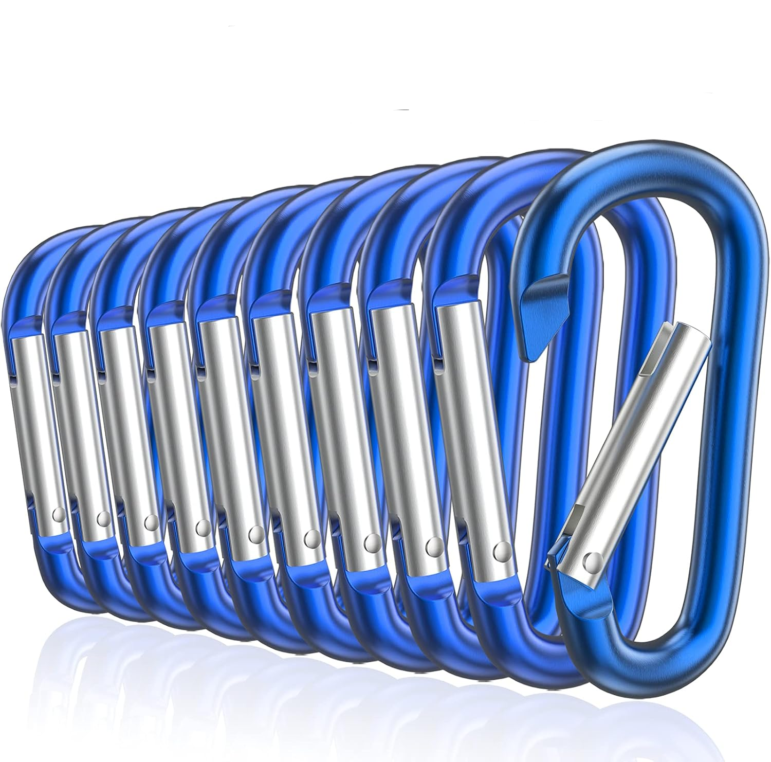 Zestaw 10 aluminiowych karabińczyków w kształcie litery D, 3" do ...