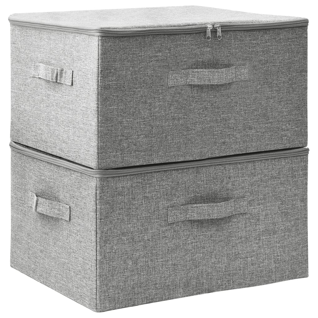Baúles de almacenaje 2 unidades tela gris 43x34x23 cm - COMFORTXL ...