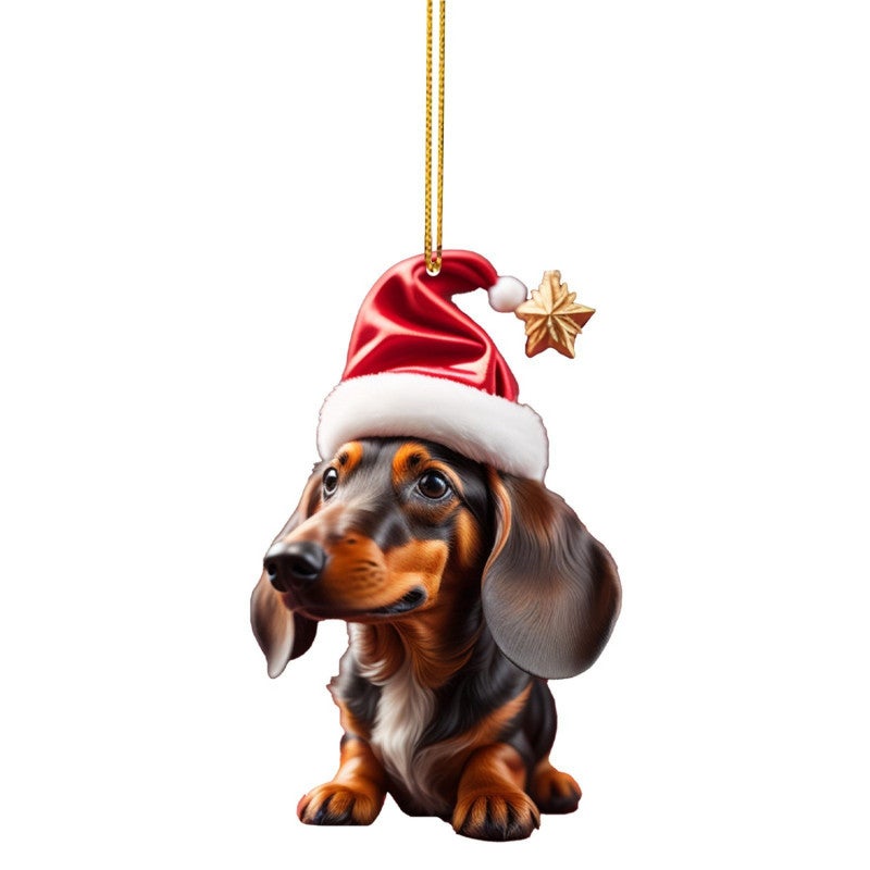 Décoration de Noël teckel, pendentif chien mignon en acrylique 2D ...