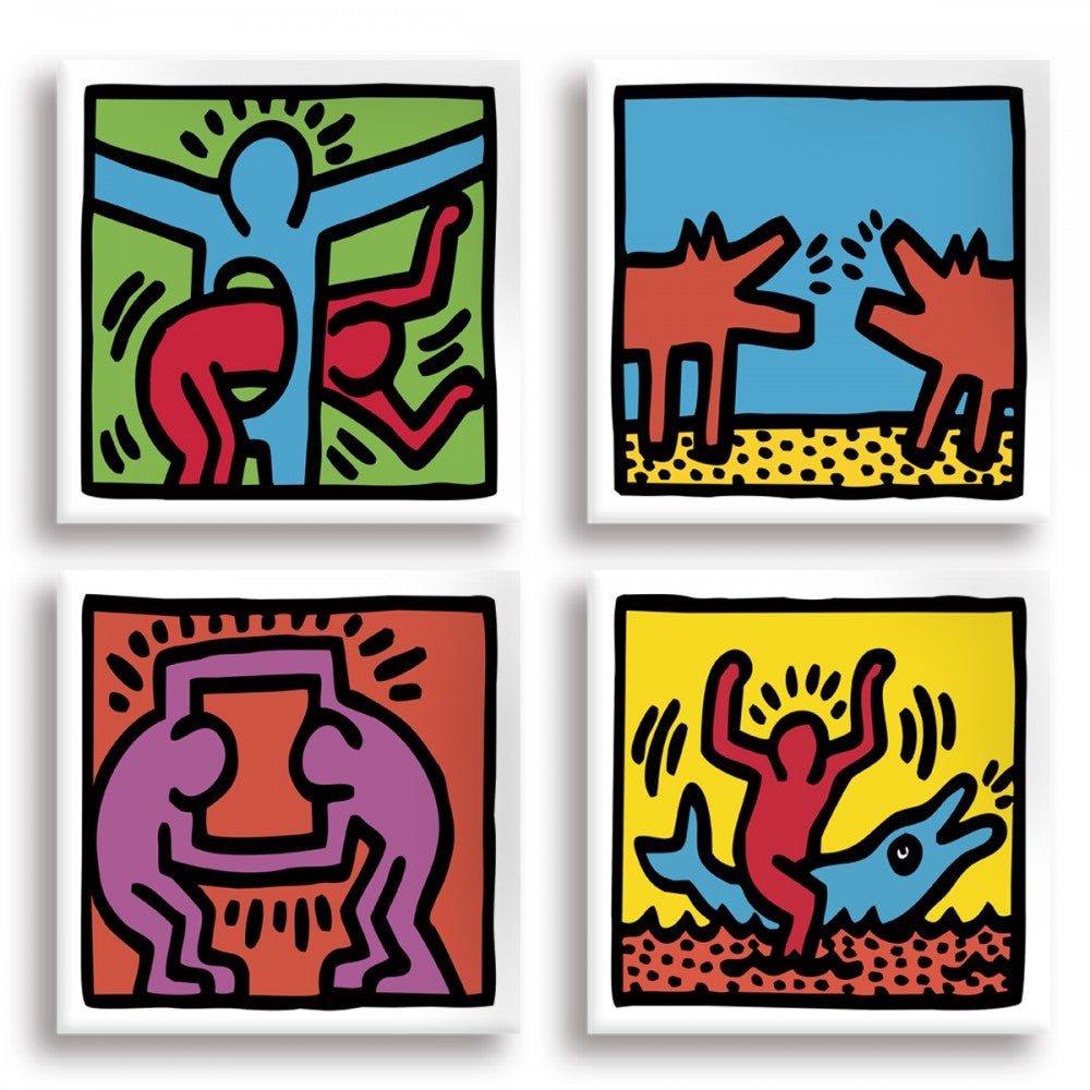 KEITH HARING - Kit 02 - N.4 Lienzos 40x40cm sobre marco de madera 40x40 ...