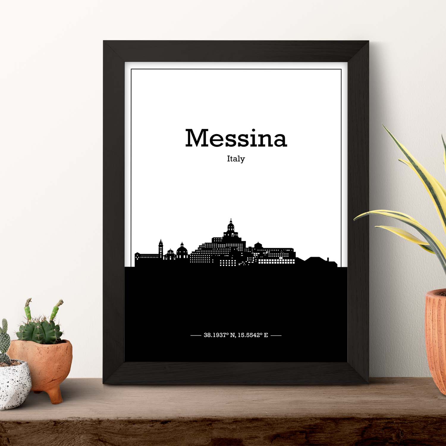 Poster Con Mapa De Messina Italia. Láminas Con Skyline De Ciudades De ...