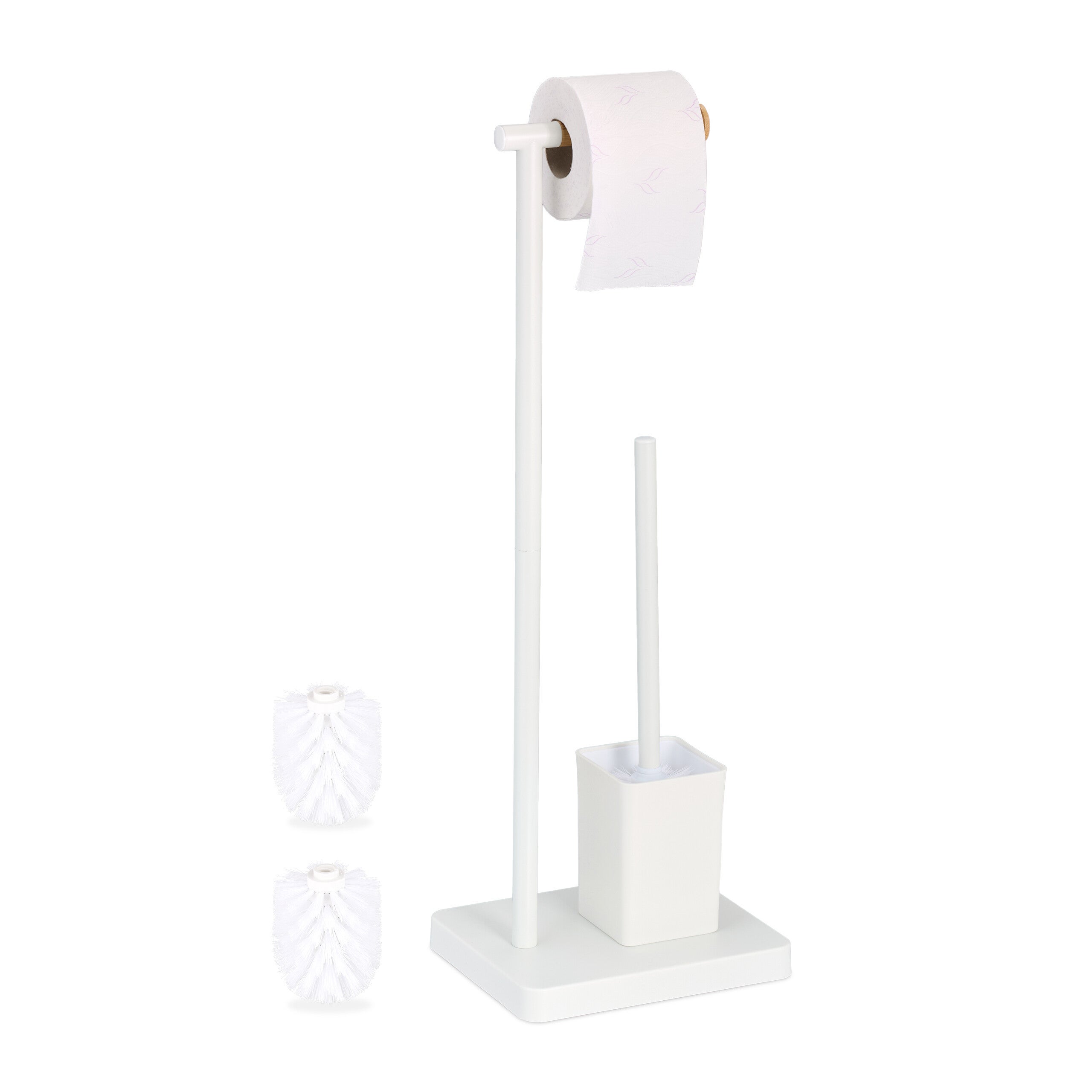 Serviteur WC,HxLxP:66,5x23x18 cm, support papier toilettes, brosse et ...