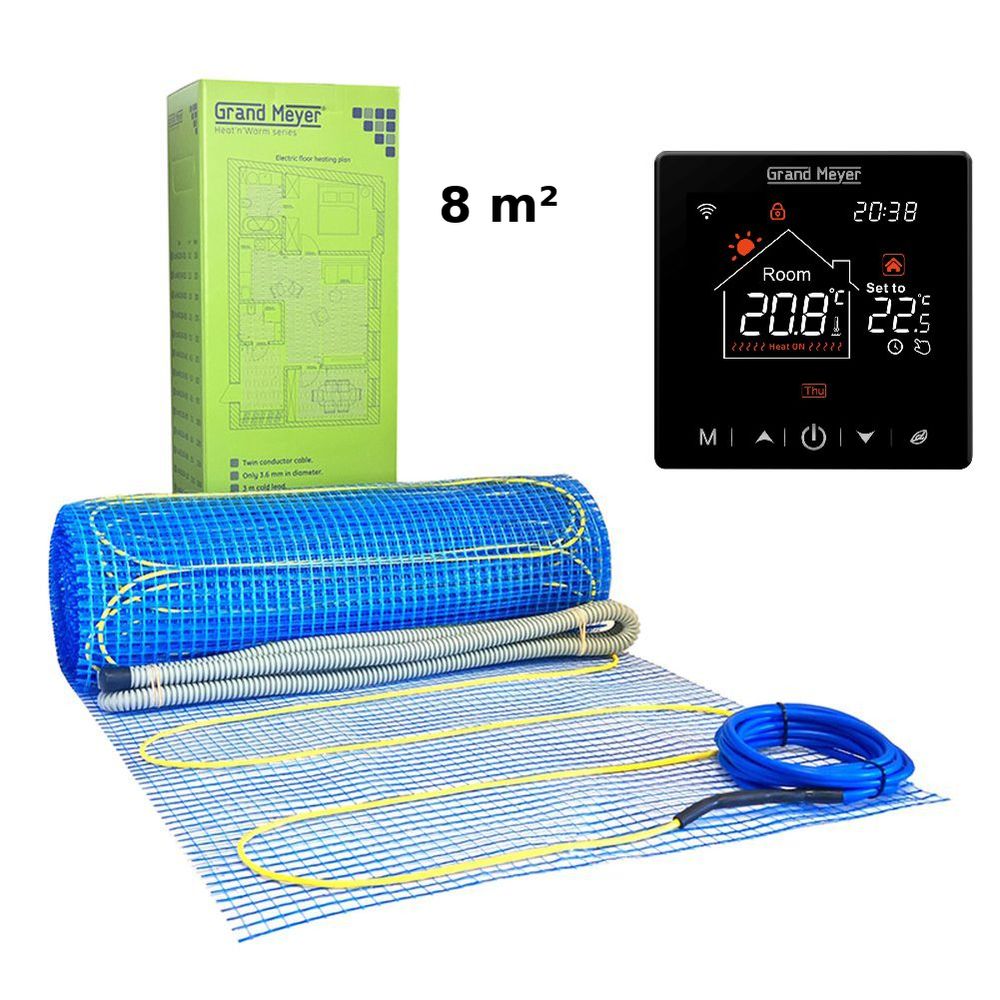 Kit chauffage au sol 8 m², 170 W/m² + SN-20 thermostat Wi-Fi ...