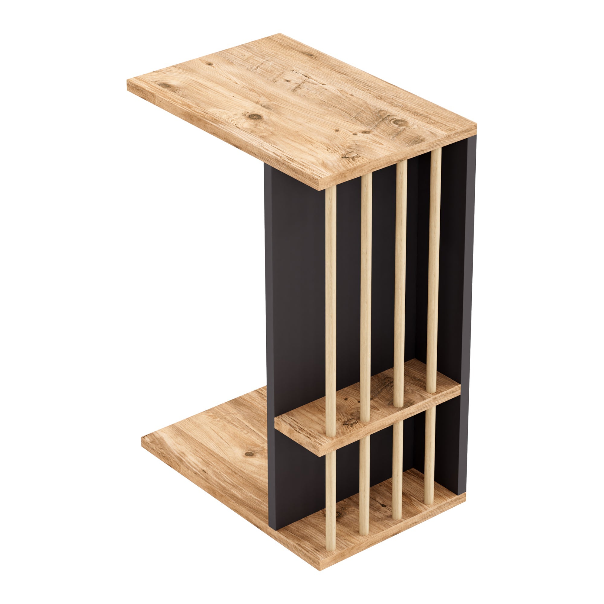 Mesa auxiliar de aglomerado de plástico con efecto madera 44 x 29 x 65 ...