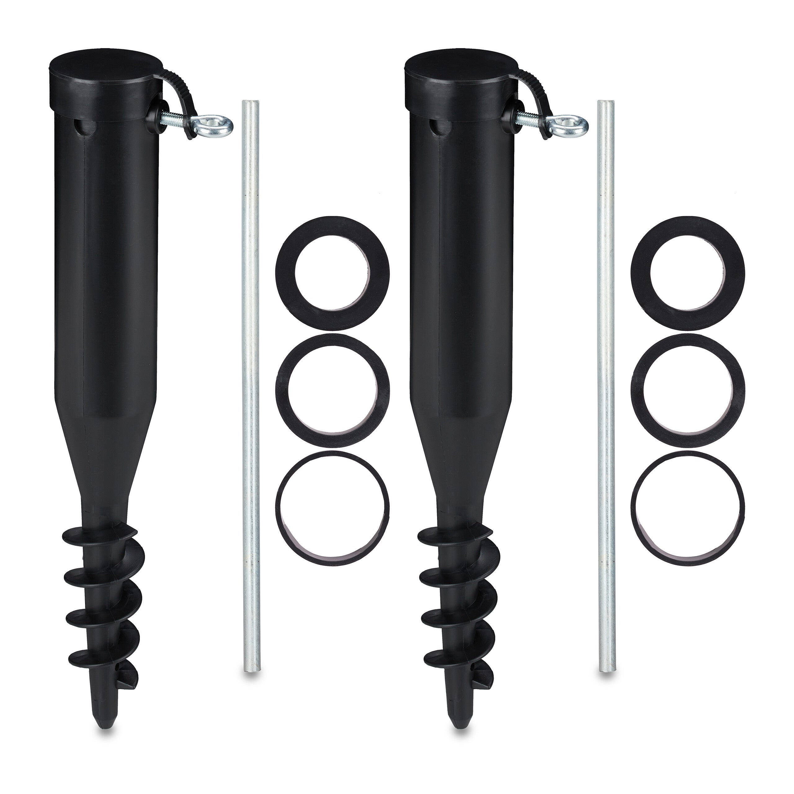 Douille de sol en lot de 2, pied de parasol à visser, adaptateurs 40-52 ...