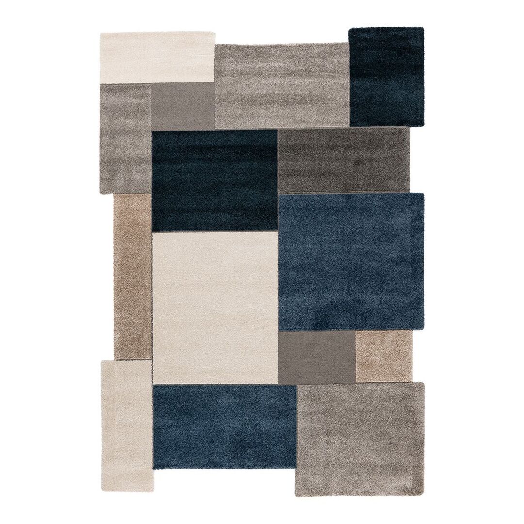Tapis cubisme design en polypropylène Bleu 160x230 LISA | Leroy Merlin