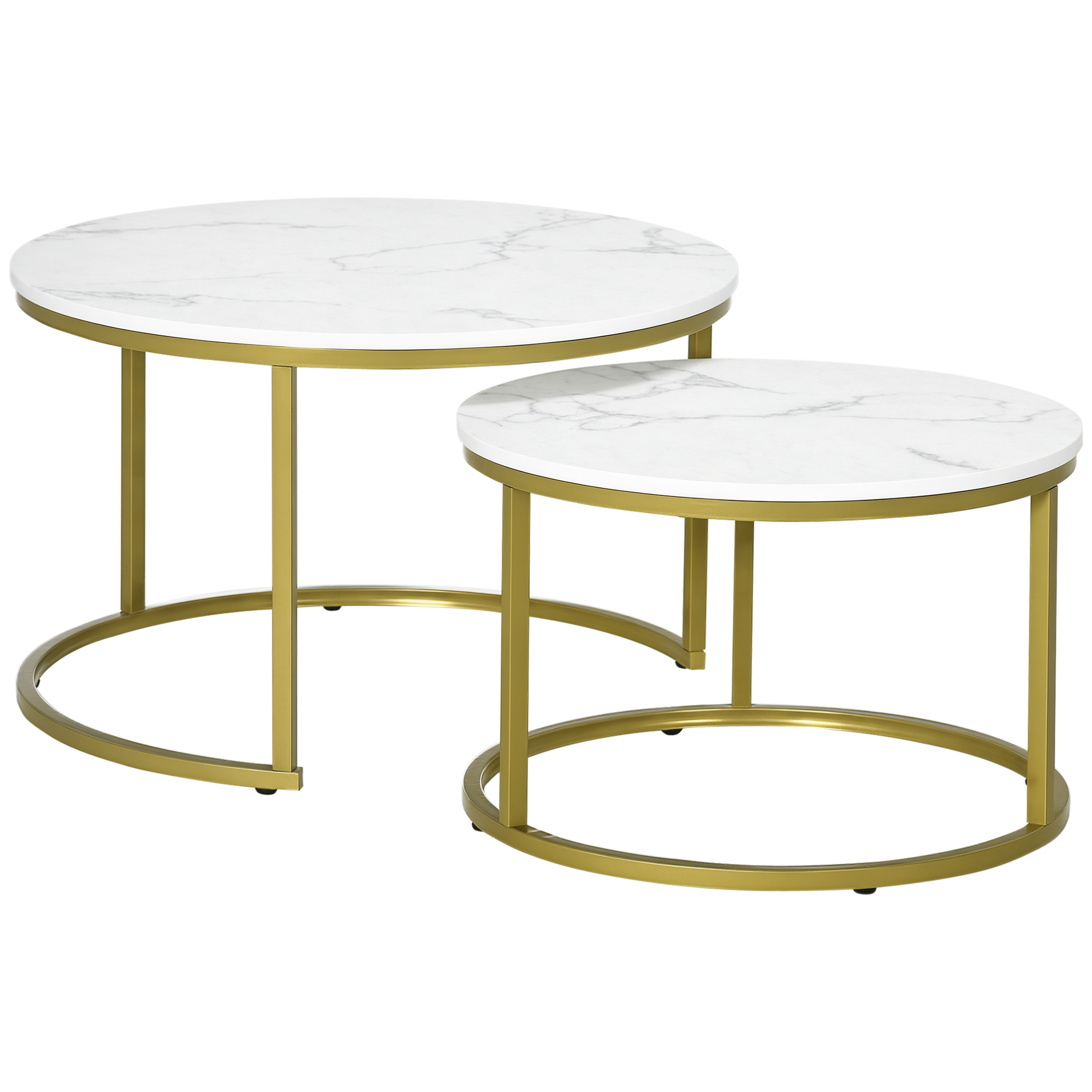 Ensemble de 2 tables basses rondes et empilables en acier et aggloméré ...
