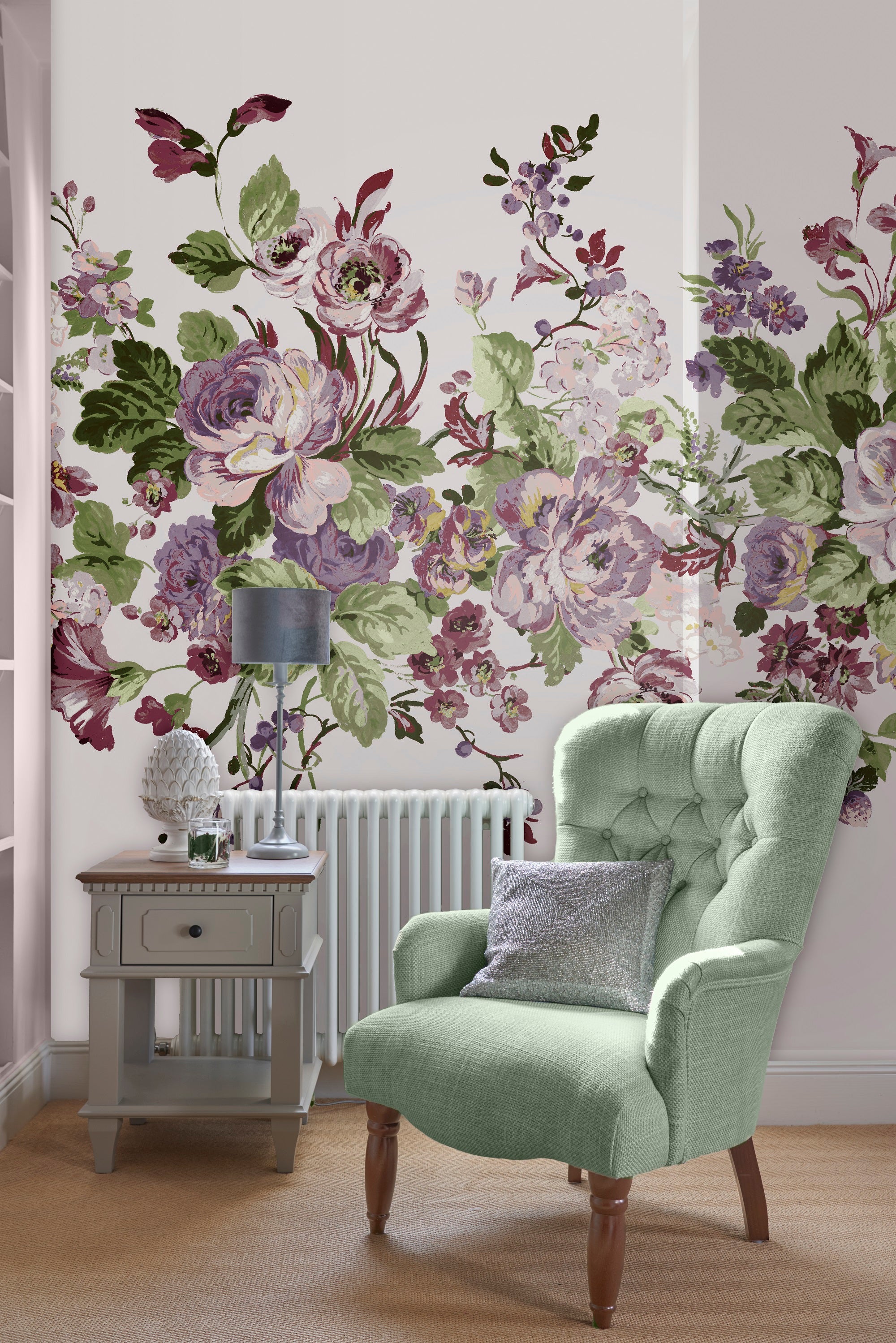 Carta da parati panoramica Laura Ashley Rosemore 280 x 300 cm Viola ...
