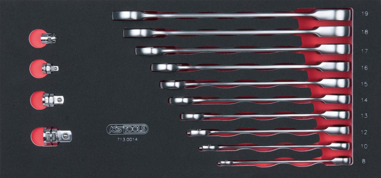 KS TOOLS SCS Module de clés mixtes à cliquet réversible GEARplus, 14 ...