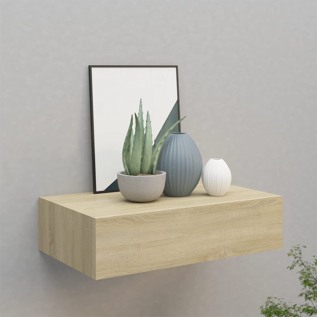 Étagère à tiroir murale chêne 40x23,5x10 cm MDF vidaXL | Leroy Merlin
