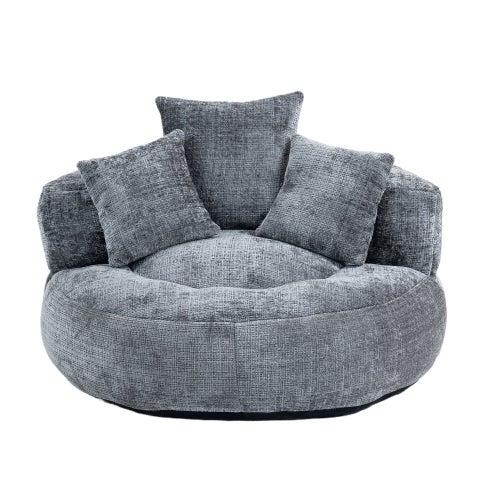 Fauteuil Relax Lazy Sofa, Chaise de Salon Ergonomique en Chenille Grise ...
