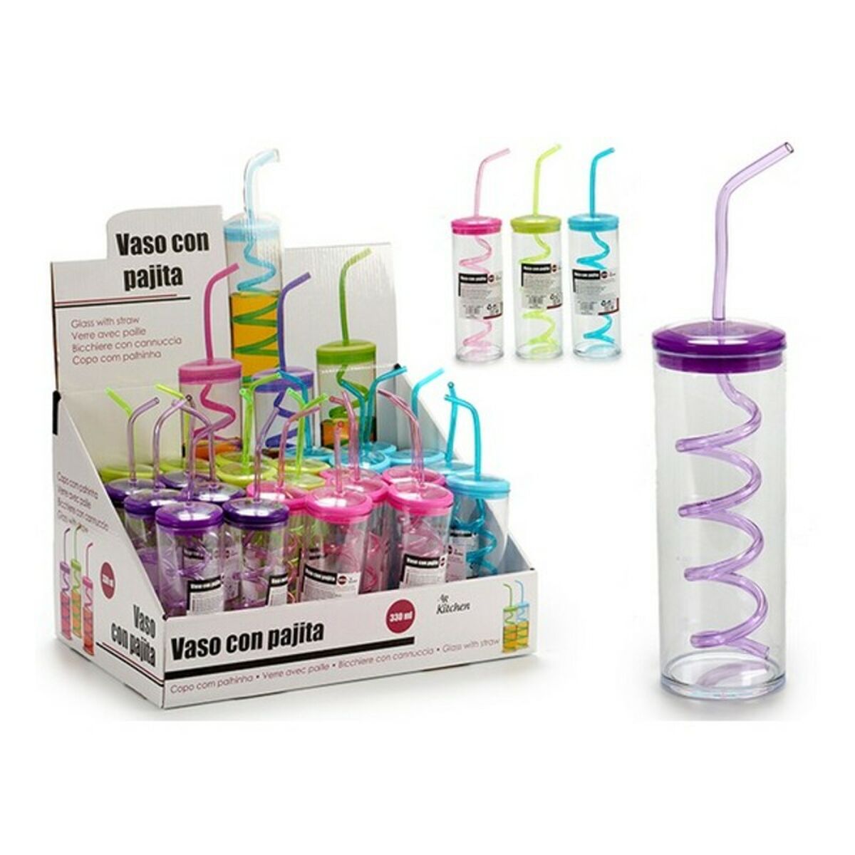 Vaso con Pajita 330 ml (6 x 24 x 6 cm) | Leroy Merlin