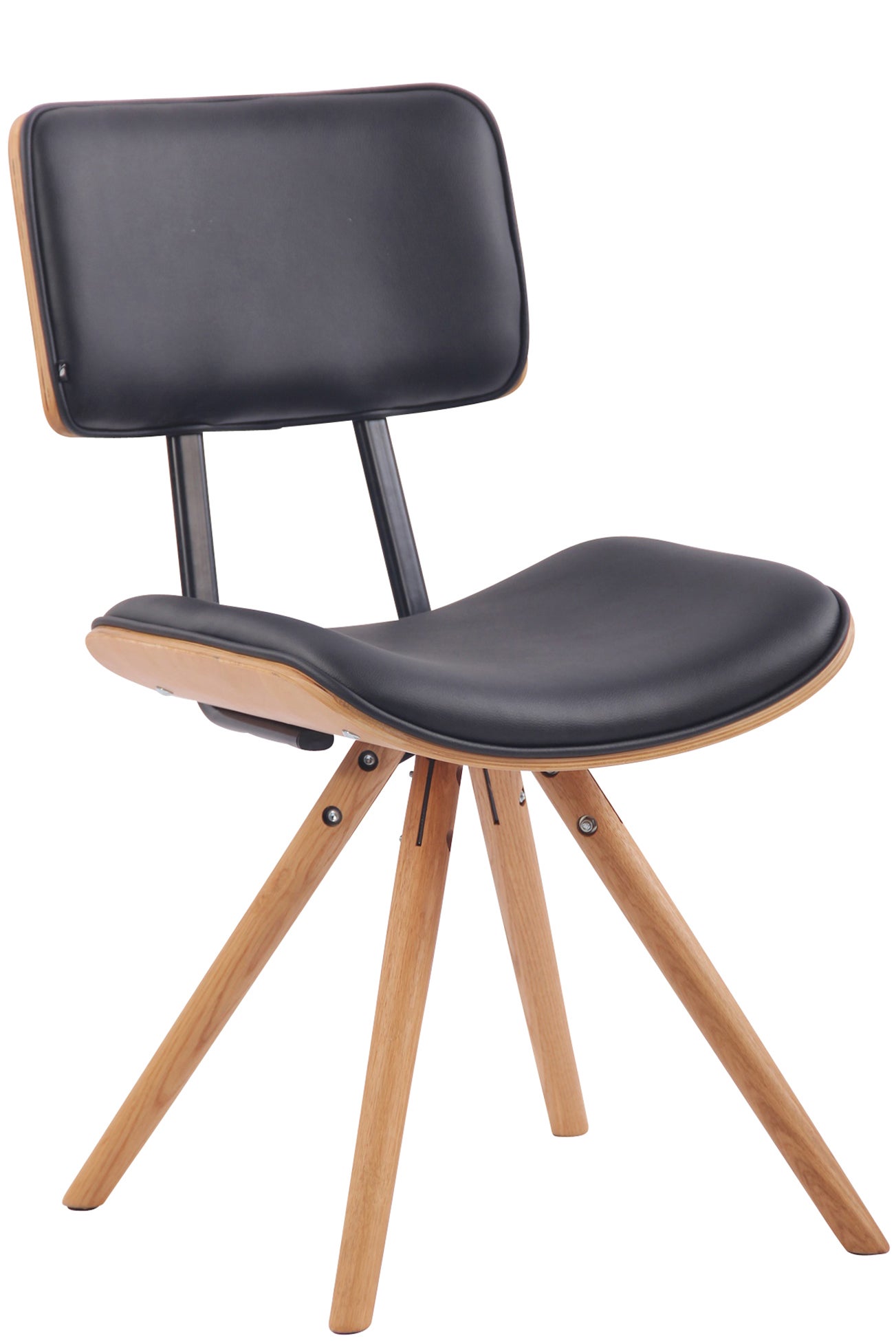 Silla Delft piel sintética natural/negro | Leroy Merlin