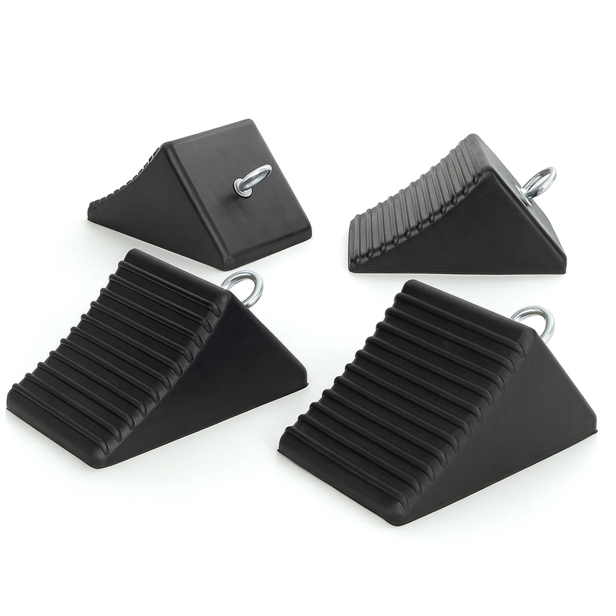 Wiltec Set 4 Cales de Roue Triangulaires Caoutchouc 205×125×100 mm Noir ...