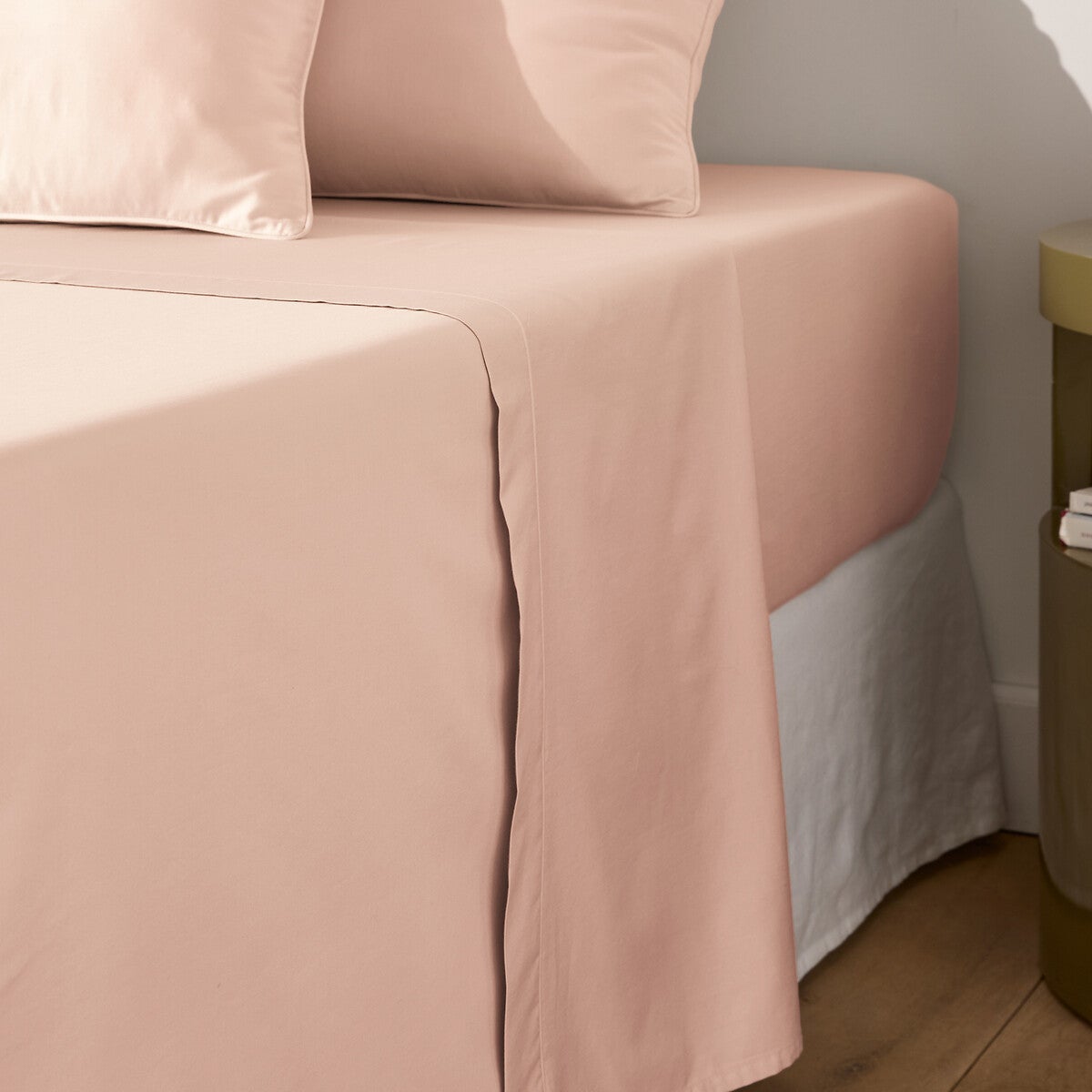 Drap plat uni en satin de coton, Opale - Rose nacre - 240 x 290 cm | Leroy Merlin