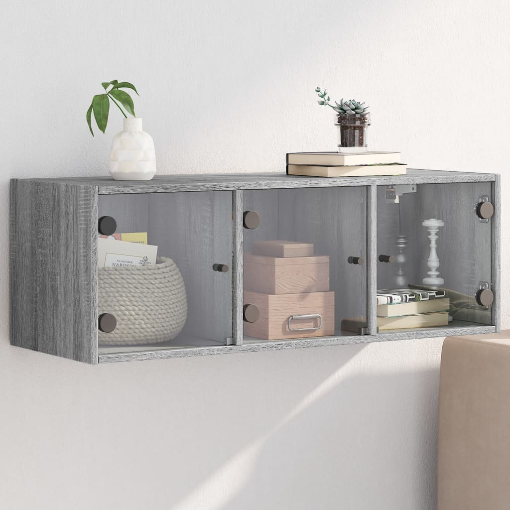 Pensile con ante in vetro sonoma grigio 102x37x35 cm | Leroy Merlin