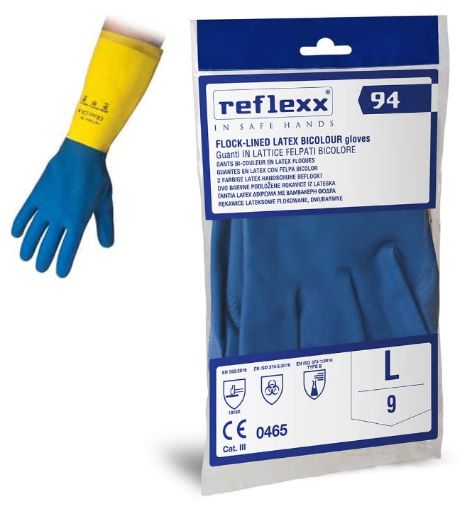 Guantes de trabajo bicolores de látex polar Tg.L Reflexx 96 Made In ...