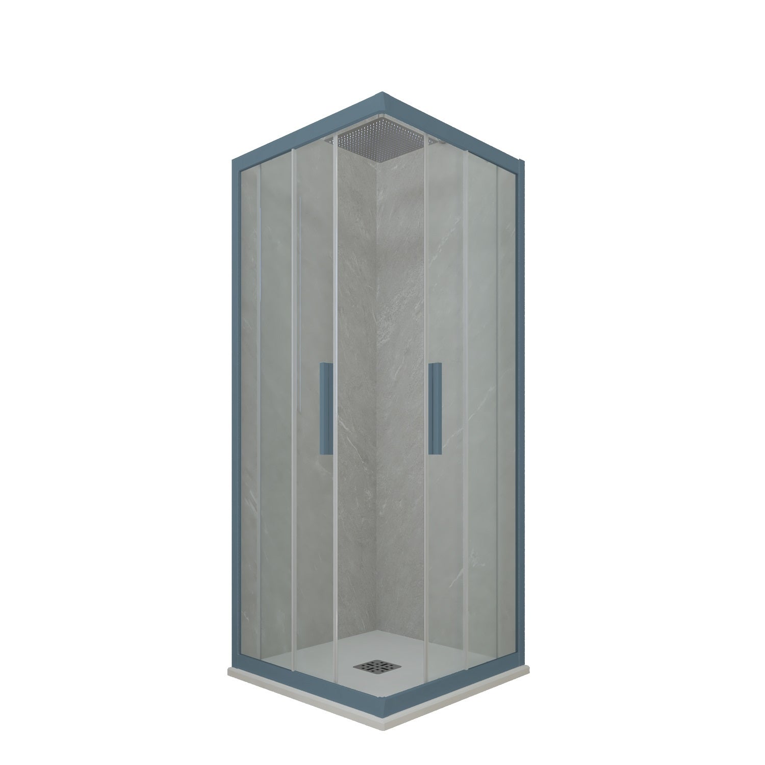Cabine parois de douche angulaire coulissante 75x80 cm H 200 en PVC ...