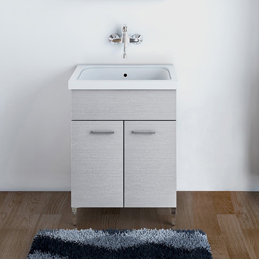Meuble lavabo gris 60x50 cm avec vasque et autolaveuse céramique ...