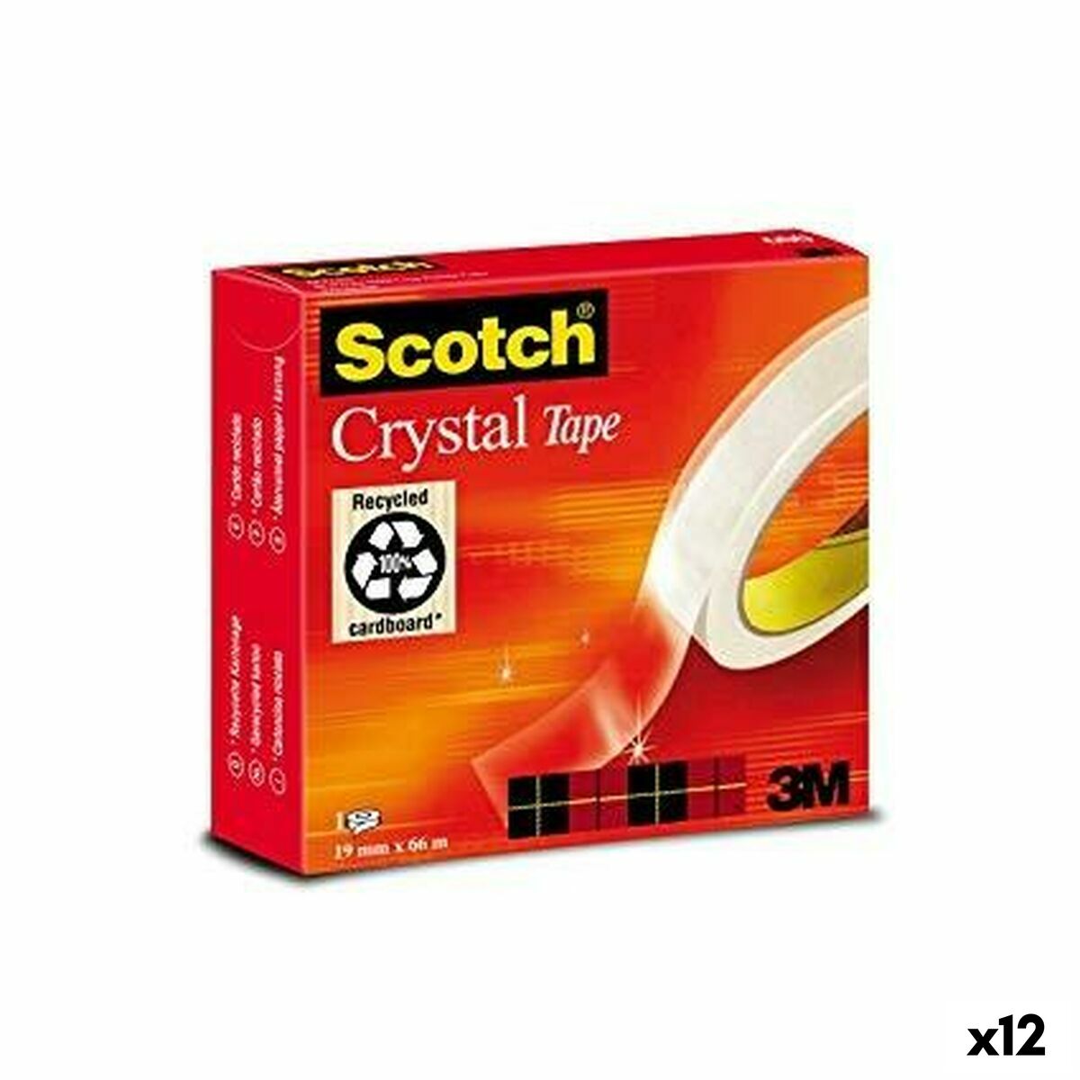 Cinta Adhesiva Scotch Crystal Transparente 19 mm x 66 m (12 Unidades ...
