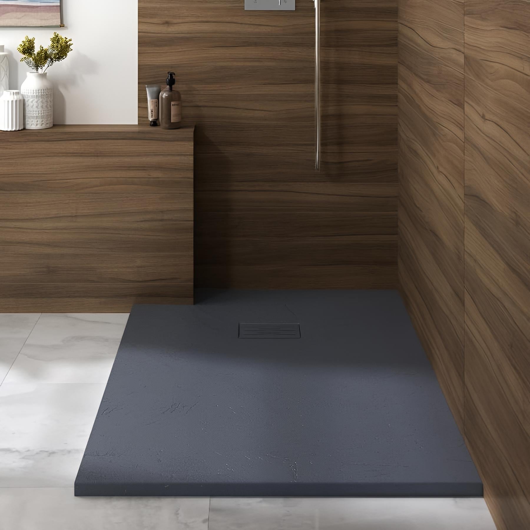 Receveur de douche Kinedo Kinerock Evo 100x80 gris anthracite, texture ...