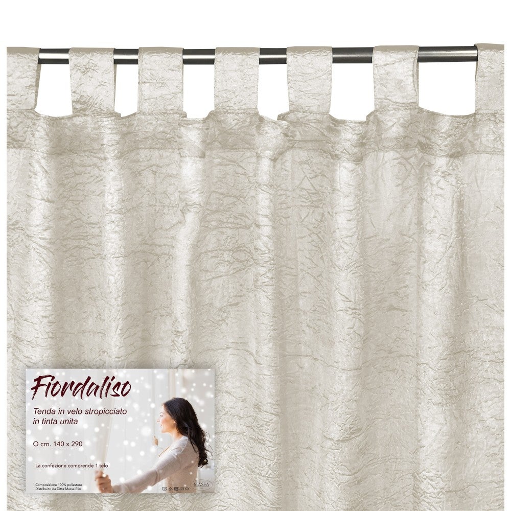 Cortina FIORDALISO en color liso CREMA CLARO CM. 140X290 Empaquetado ...