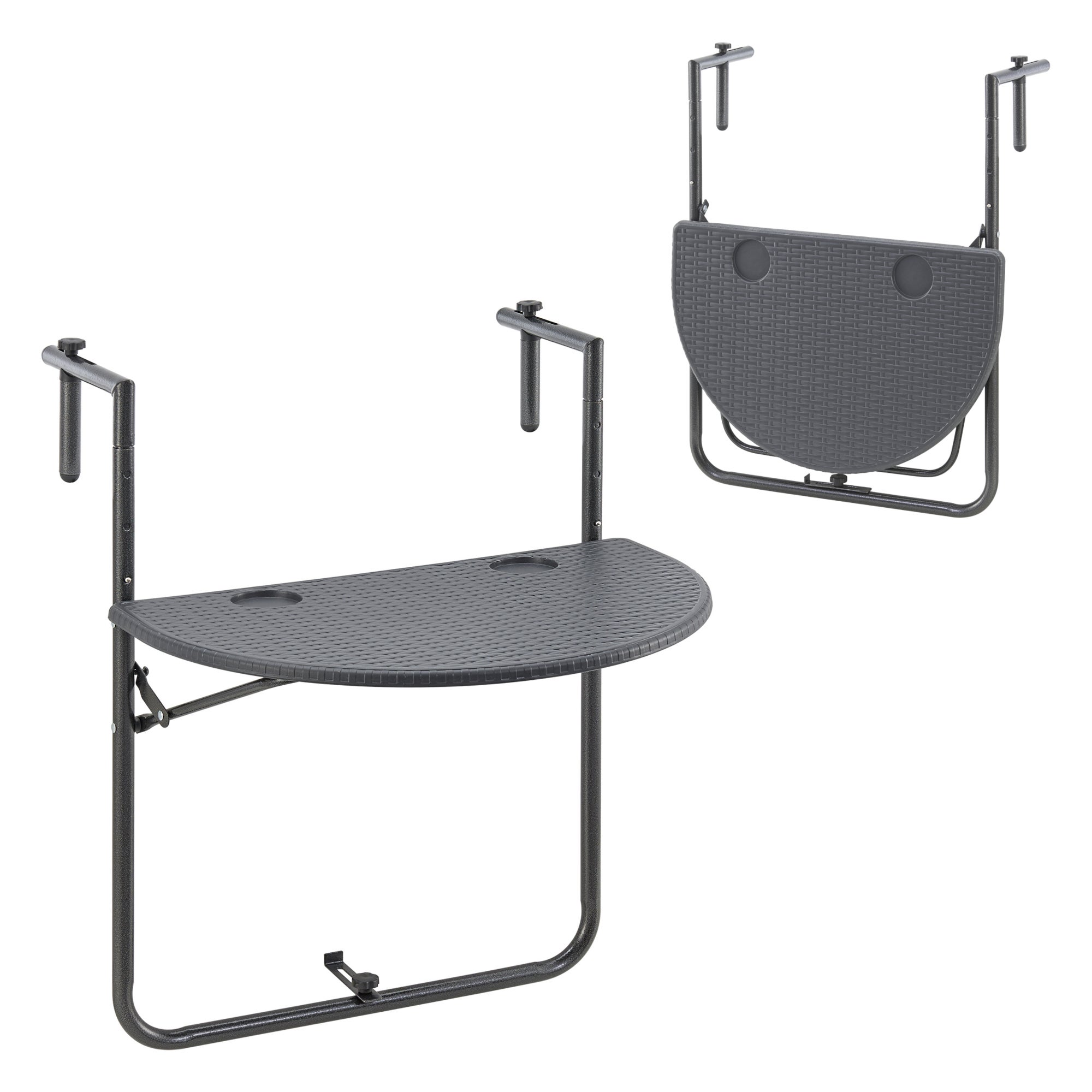 Table de balcon suspendue Cicala rabattable et réglable en hauteur 83,5 ...