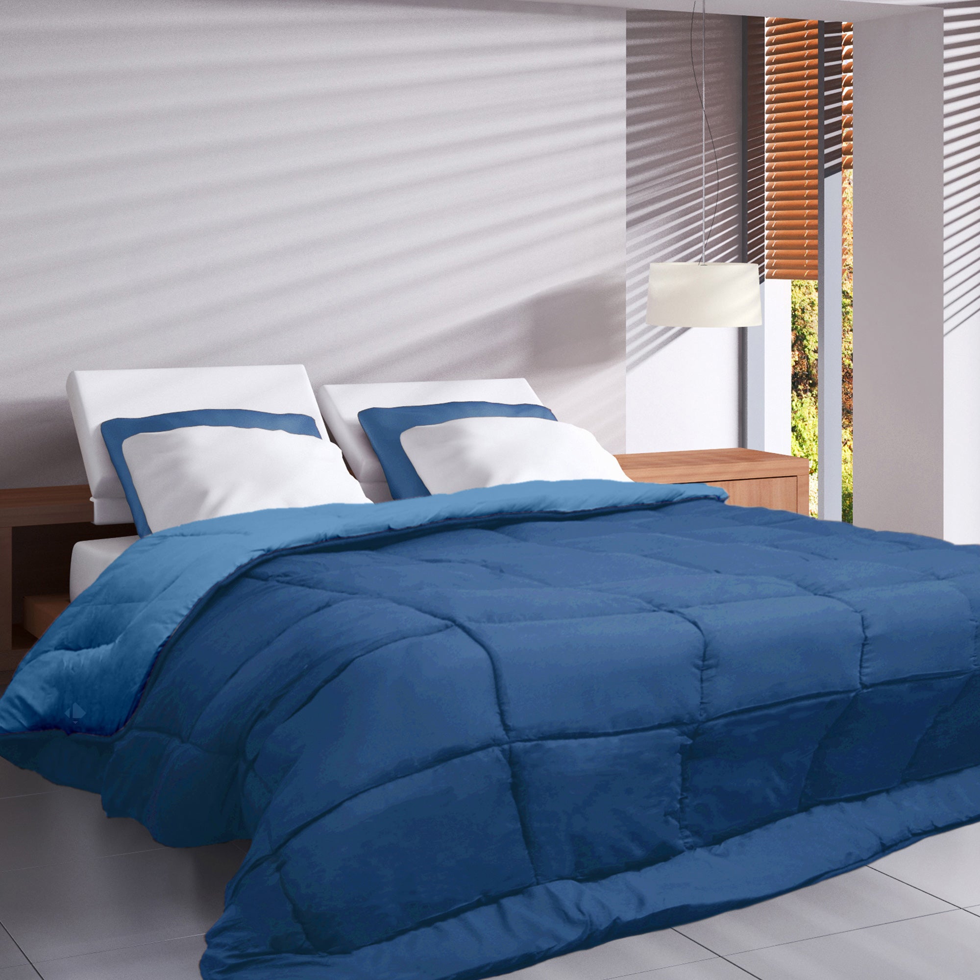 Couette hiver 140x200 cm COCOON BICOLORE Bleu Gitane/Azur garnissage ...