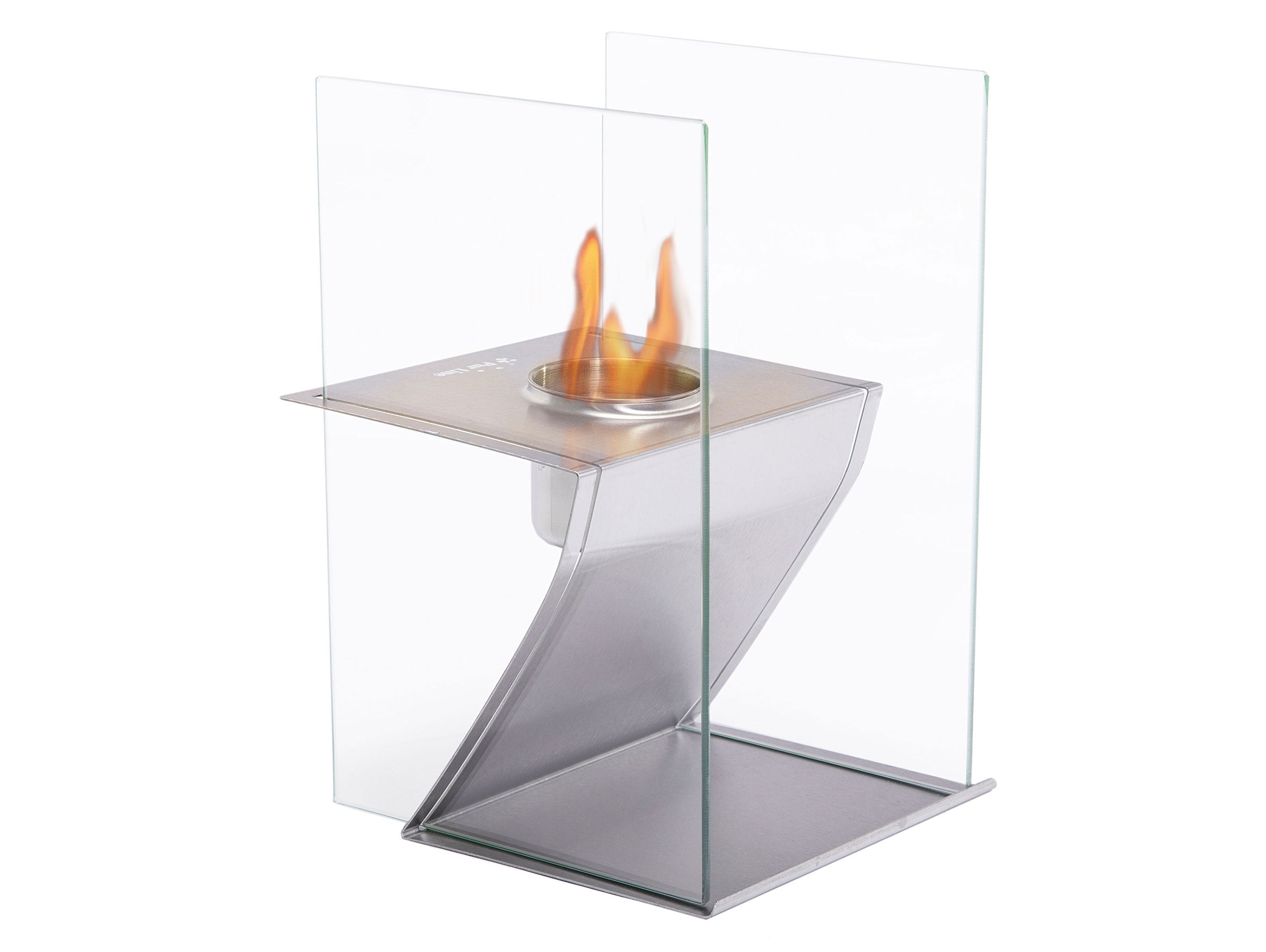 Cheminée de table à l'éthanol en acier inoxydable et verre trempé ...
