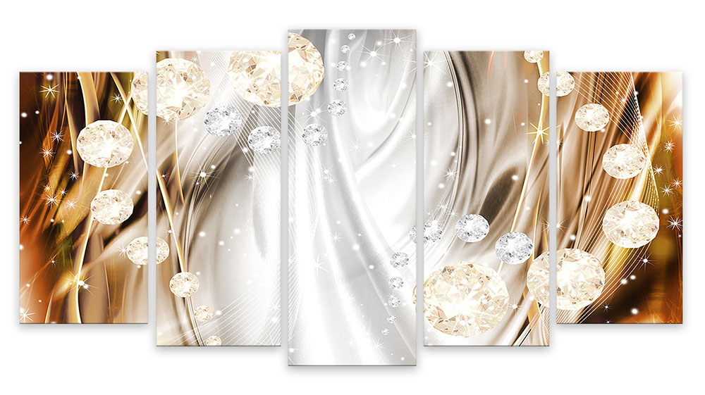 Tableau 5 parties graphique diamants dans la lumière - 150x80 cm ...