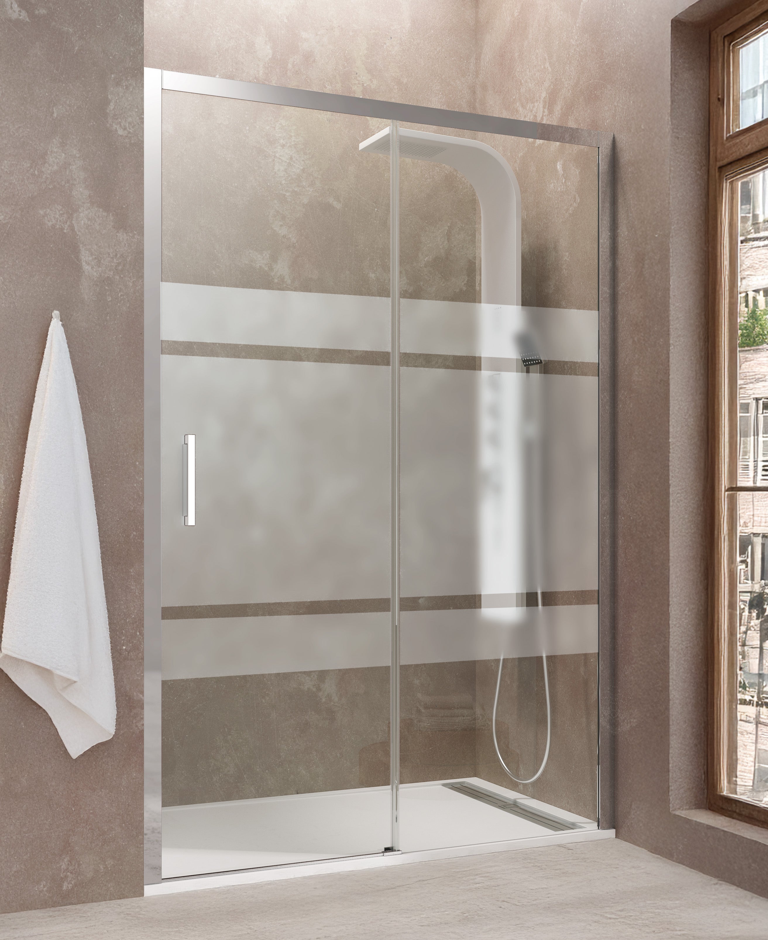 BOX DOCCIA 2 FISSI + 2 SCORREVOLI 146-152 cm. MODELLO: AKTUAL ...