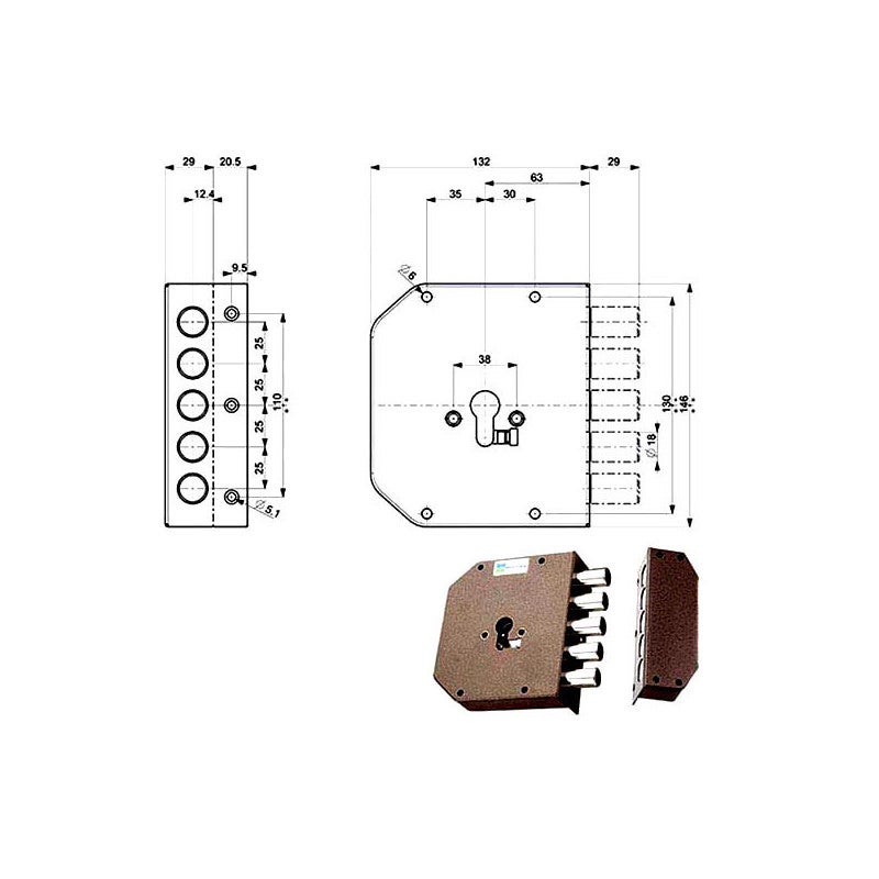 Cerradura de seguridad simple derecha 38600 Mottura | Leroy Merlin
