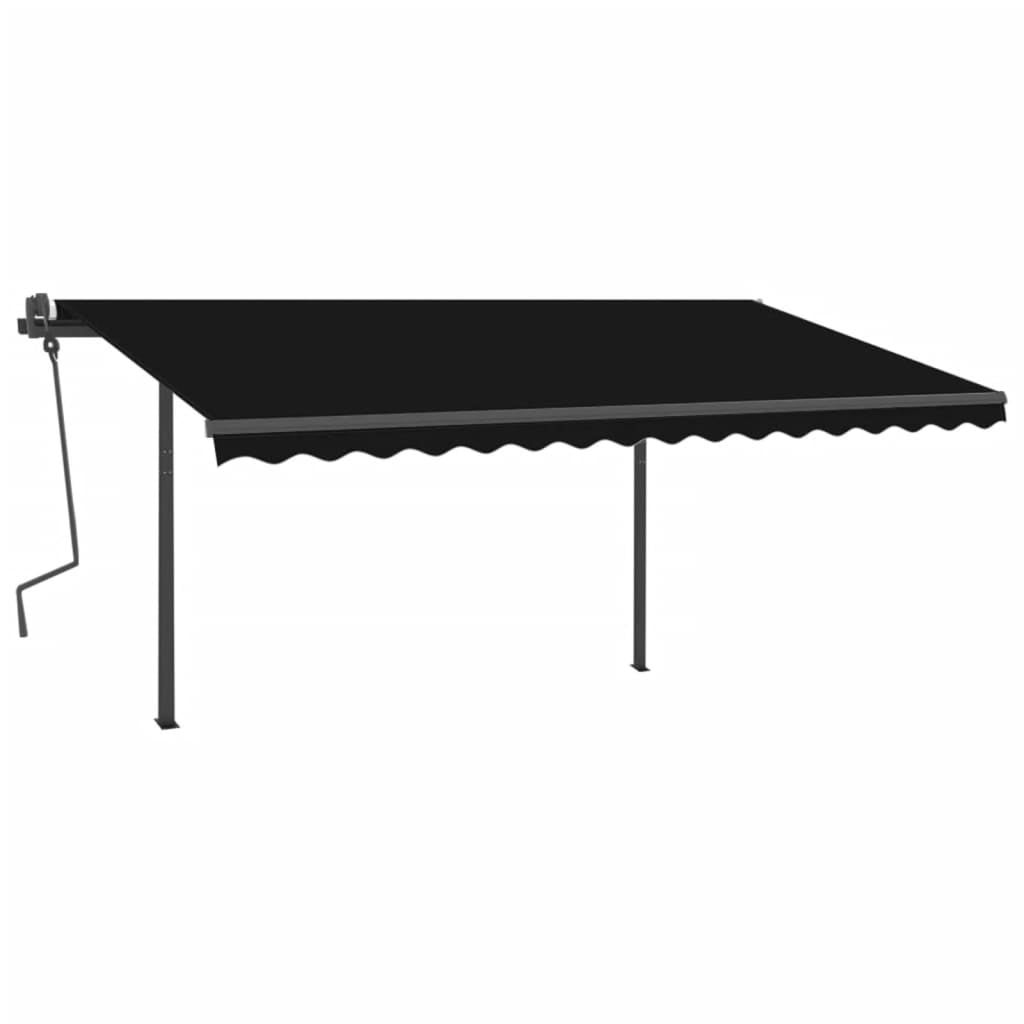 Store banne rétractable automatique avec poteaux gris anthracite 4x3,5 ...