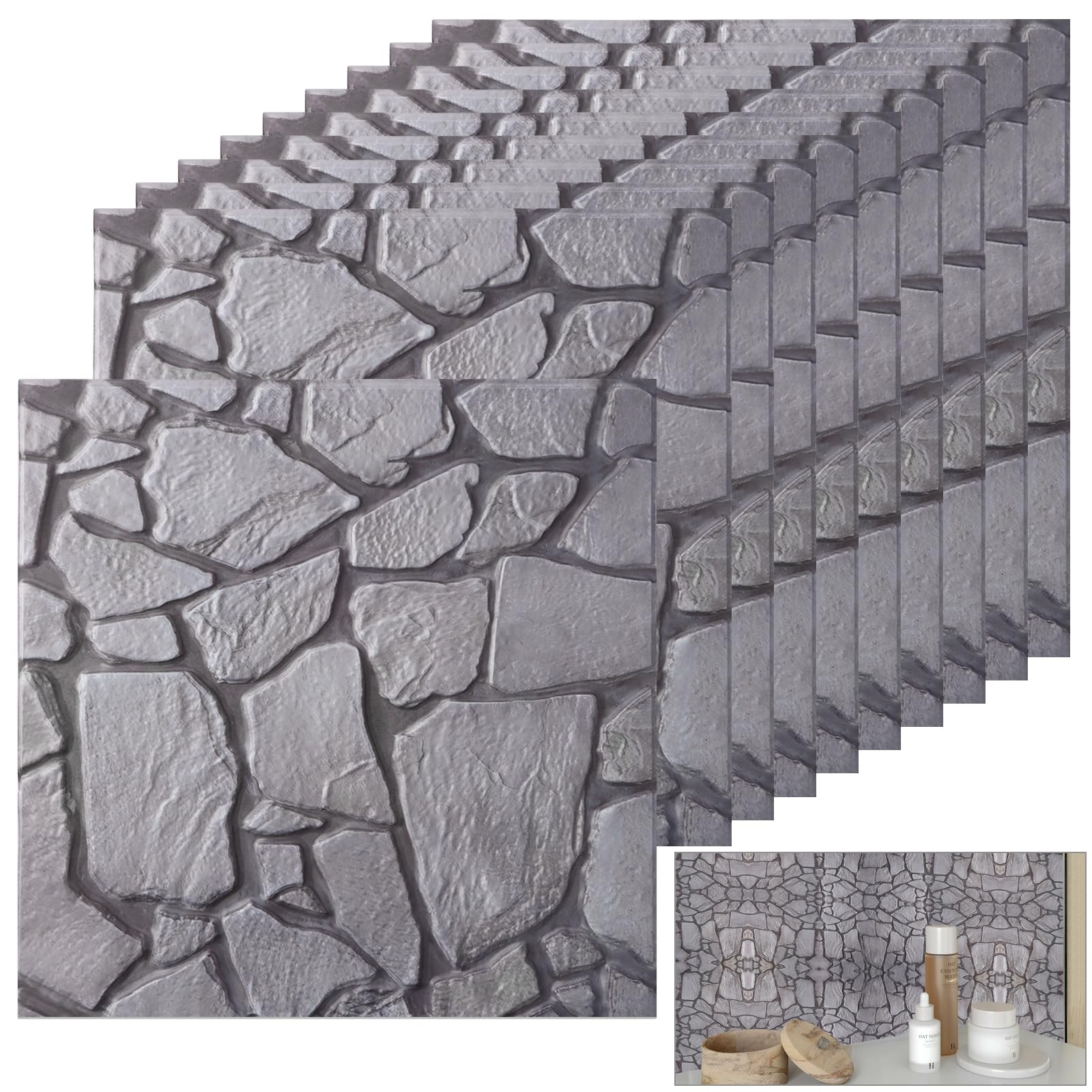 Papier peint 3D en PVC, 10 pièces, papier peint autocollant imperméable ...