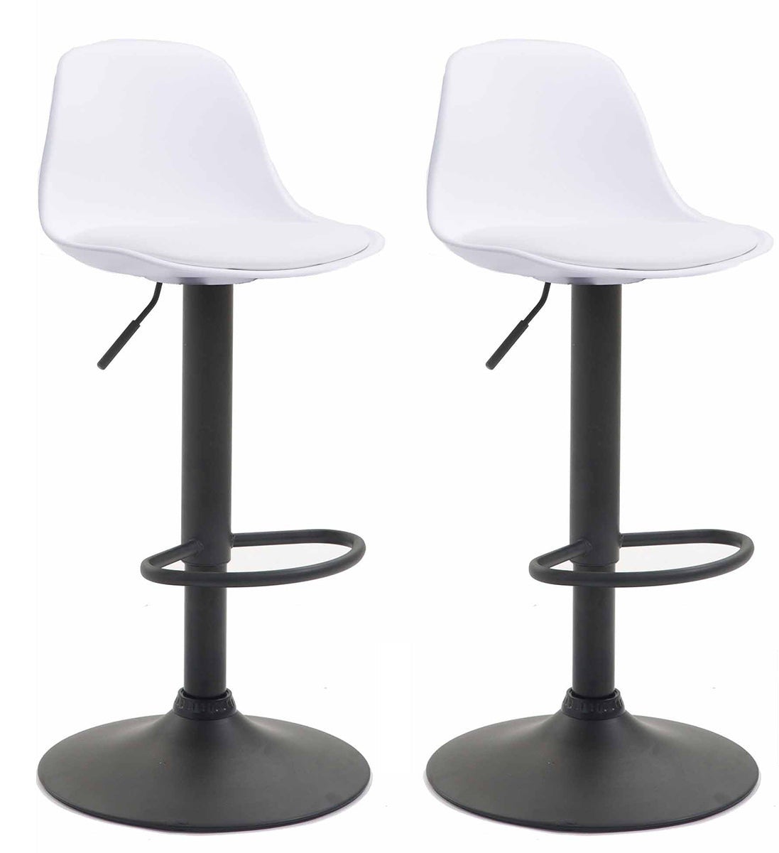 Lot de 2 tabourets de bar moderne et confortable assise en PVC blanc ...