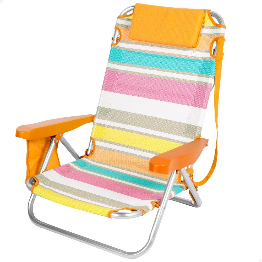 Chaise de Plage Basse Pliante, Chaise multipositions, Multicolore ...