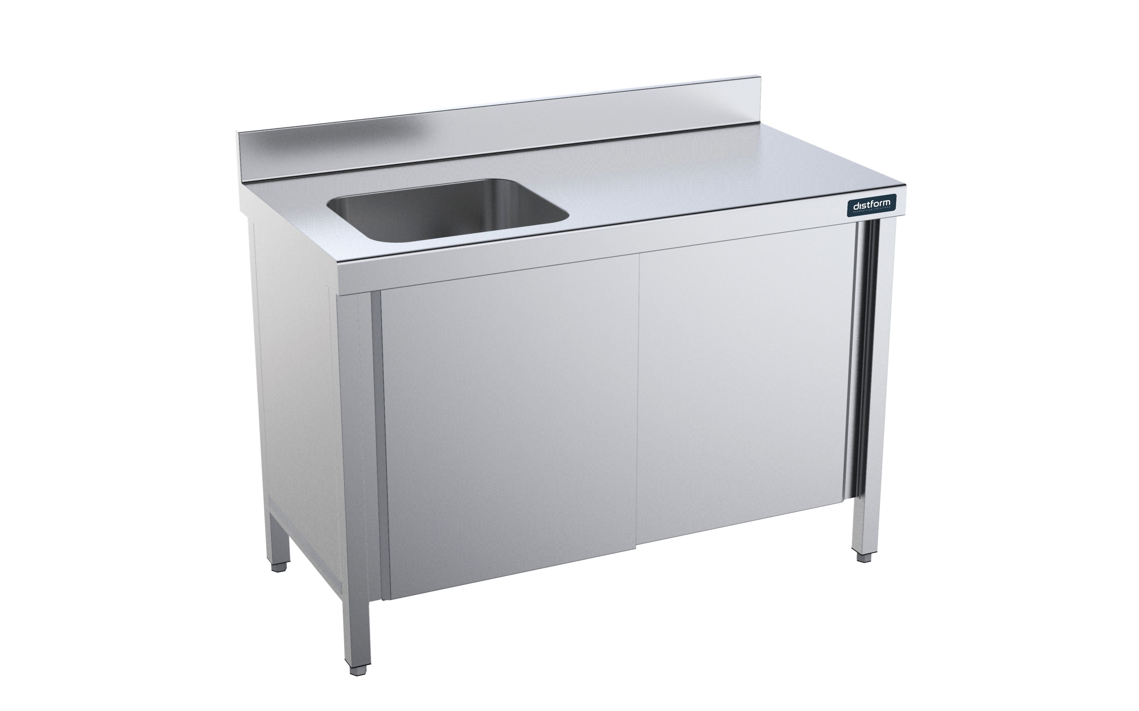 Table de chef Inox avec portes coulissantes et bac à gauche - Gamme 600 ...