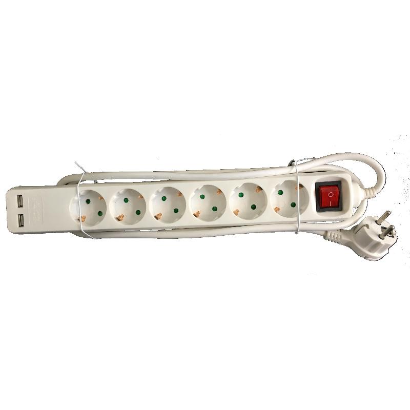 Talox base multiple 6 tomas+2 usb interruptor 1,5 m cable d06bku | Leroy Merlin