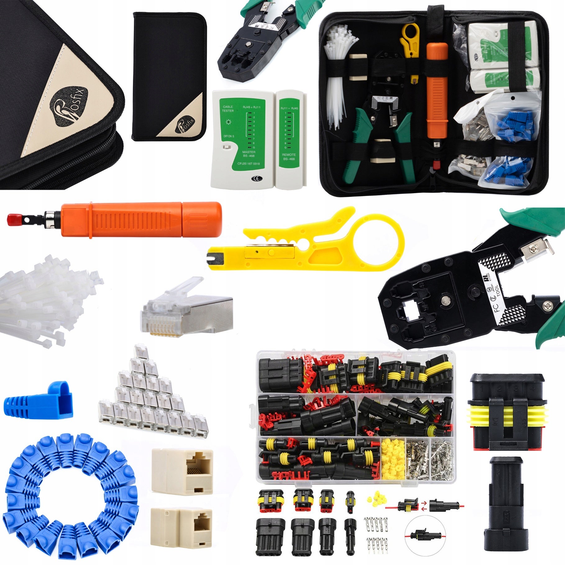 Set Outils Réseau RJ45 9-en-1 + Connecteurs Électriques Étanches 352 ...