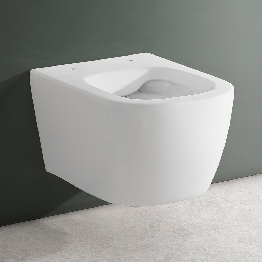 Toilettes suspendues en céramique blanche Kayra avec chasse d'eau sans ...