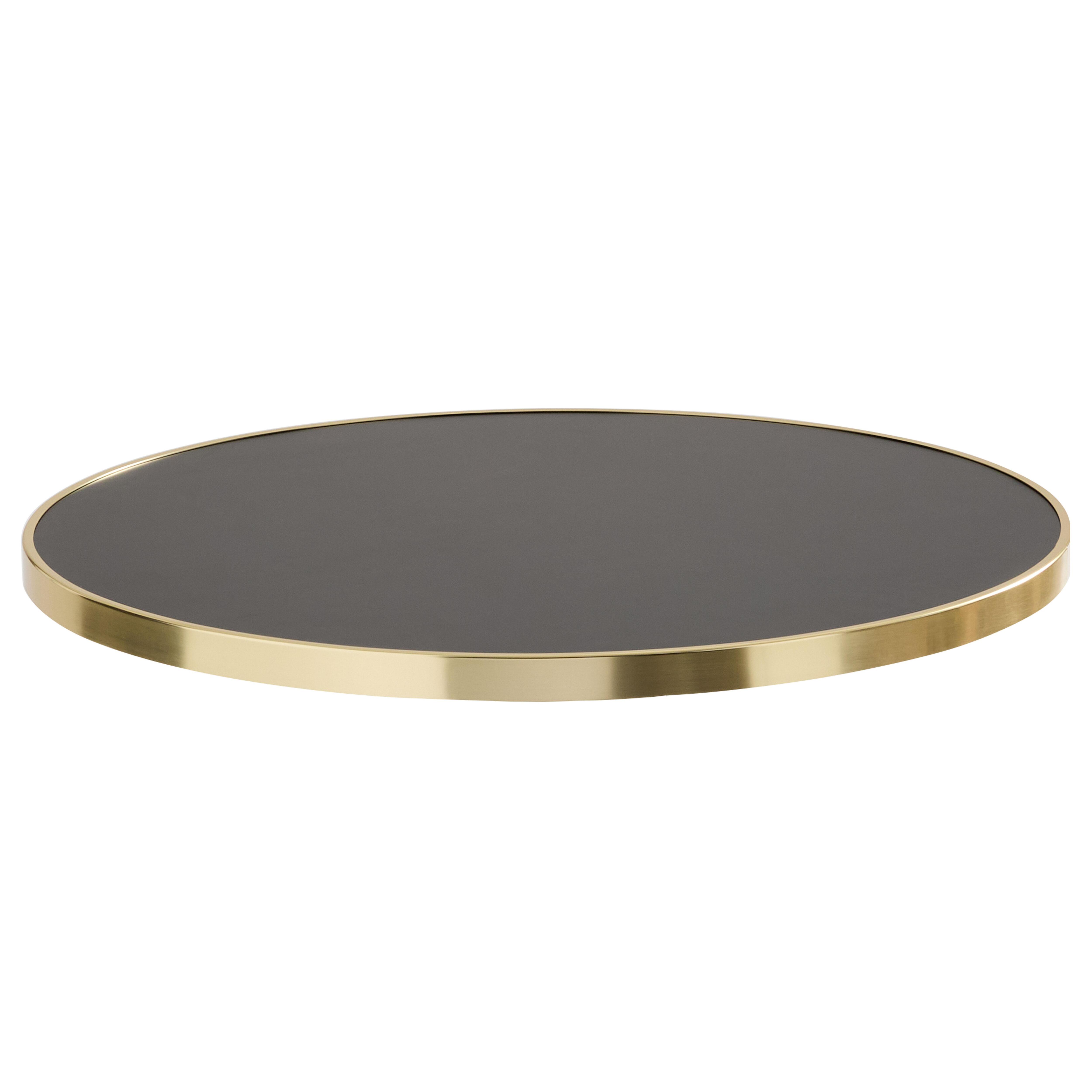 Plateau de table rond noir avec cerclage doré 60 cm | Leroy Merlin
